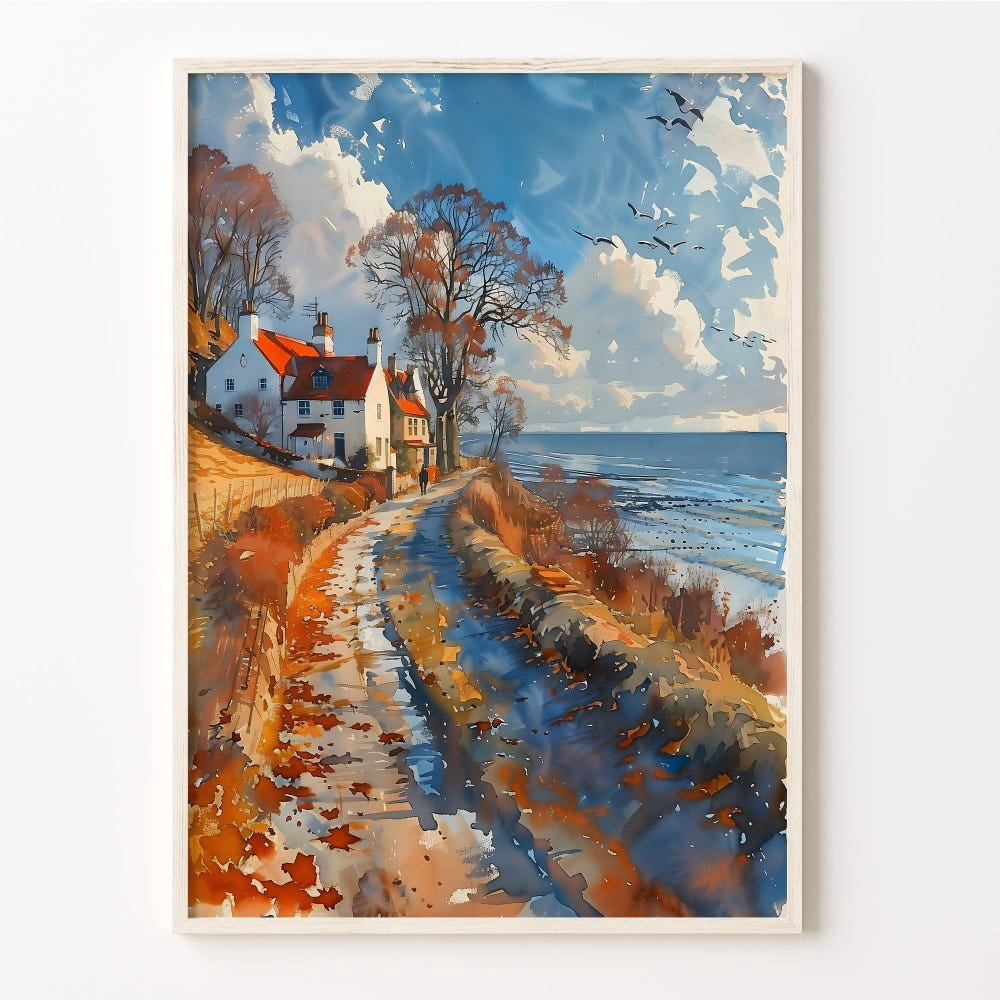 Vesco Hunstanton Cliffs England Coastal Art Print, 16x24 UNFFRAMED ...