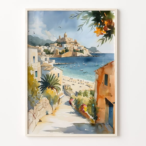 Vesco Ibiza Art: Retro Coastal Travel Poster Art Print, 16x24 UNFFRAMED ...