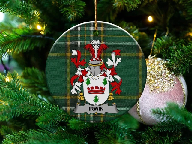 Vesco Irwin Surname Irish Coat Of Arms Ceramic Ornament for Family, Pet ...