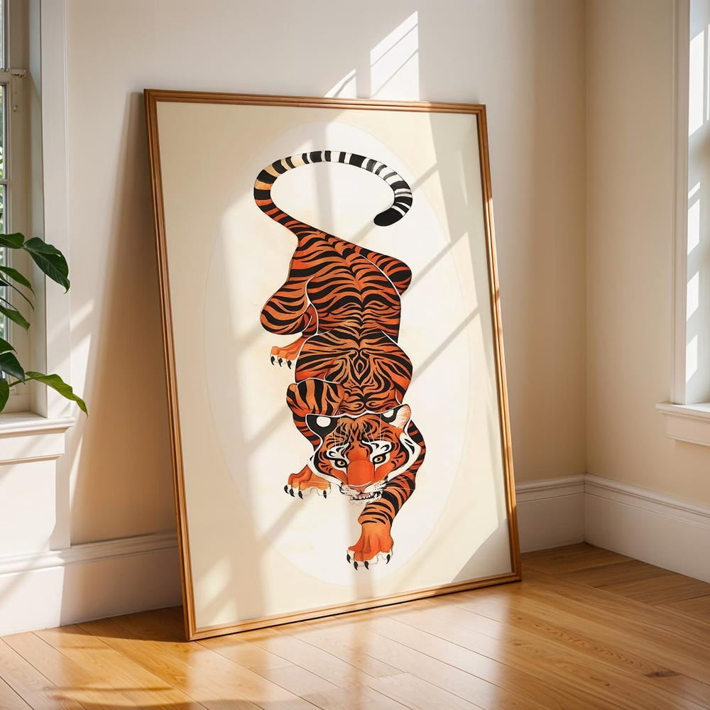 Vesco Japanese Tiger Art Print Vintage Tattoo Style Animal Poster ...