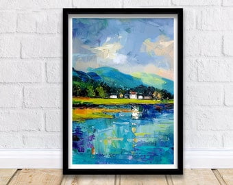 Vesco Keswick Lake District Abstract Art Print Cumbrian Town, 8x12 ...