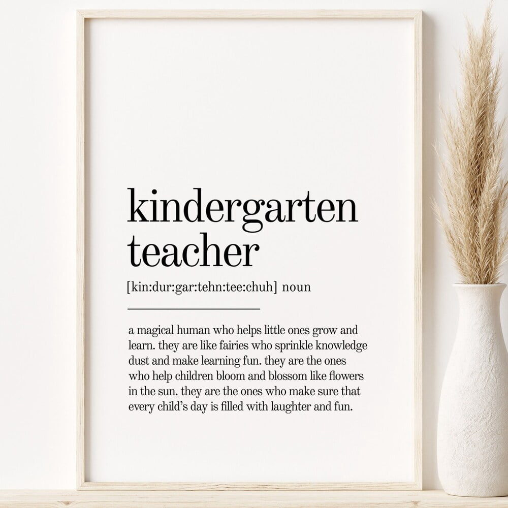Vesco Kindergarten Teacher Definition Print, Presents Art Print, 16x24 ...
