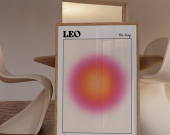 Vesco Leo Aura Print: Gradient Zodiac Star Sign Wall Art, 12x18 ...