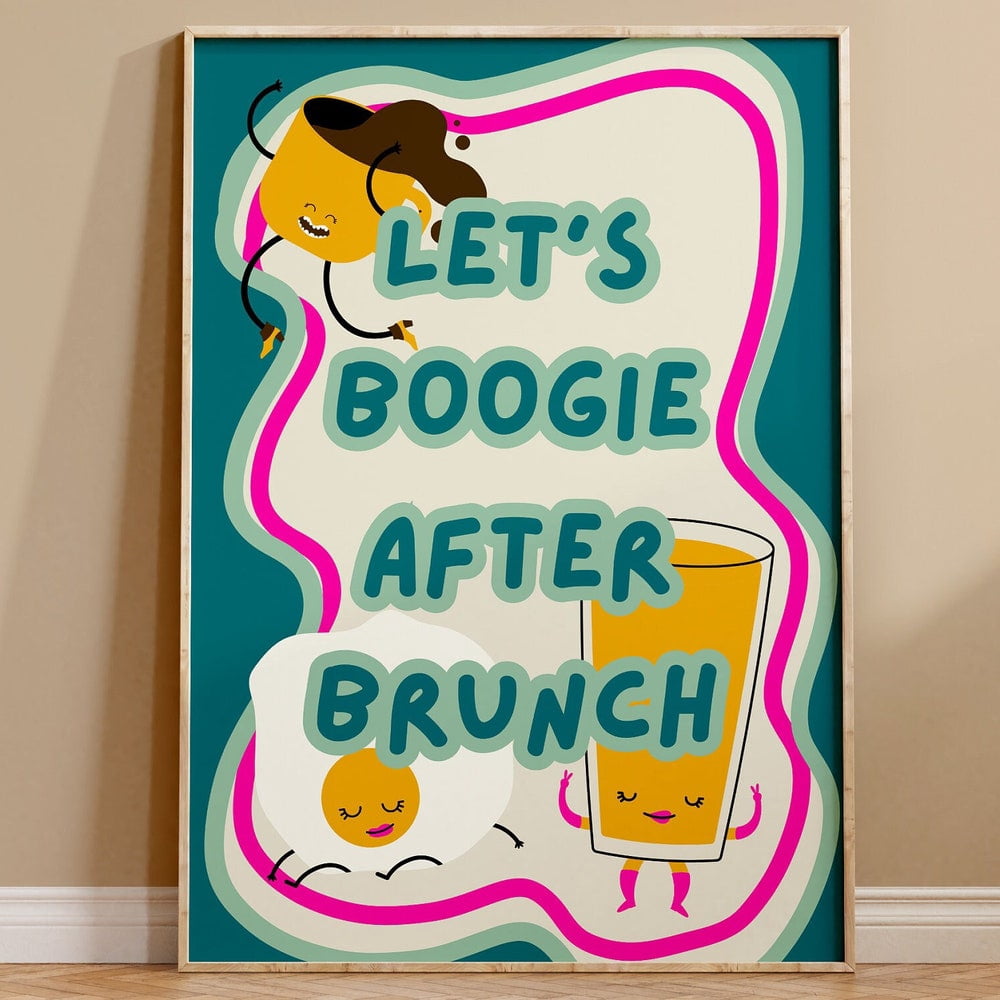 Vesco Lets Boogie After Brunch Retro Typography Poster, 24x36 UNFFRAMED ...