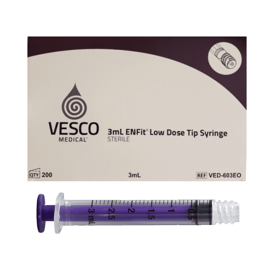 Vesco Medical ENFit Low Dose Tip Syringes, 3ml (Pack of 200) - Walmart.com