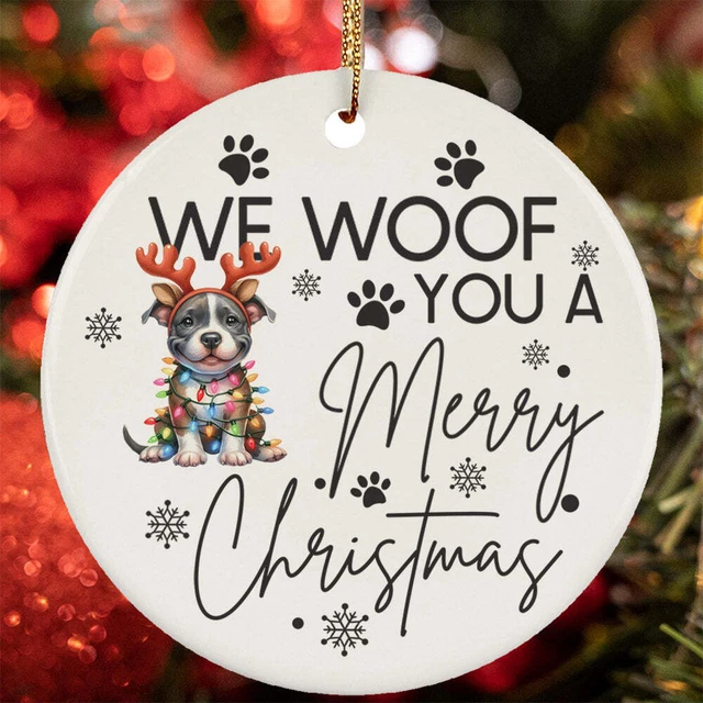 Vesco Merry Christmas Staffordshire Bull Terrier Dog Woof Xmas Ornament ...