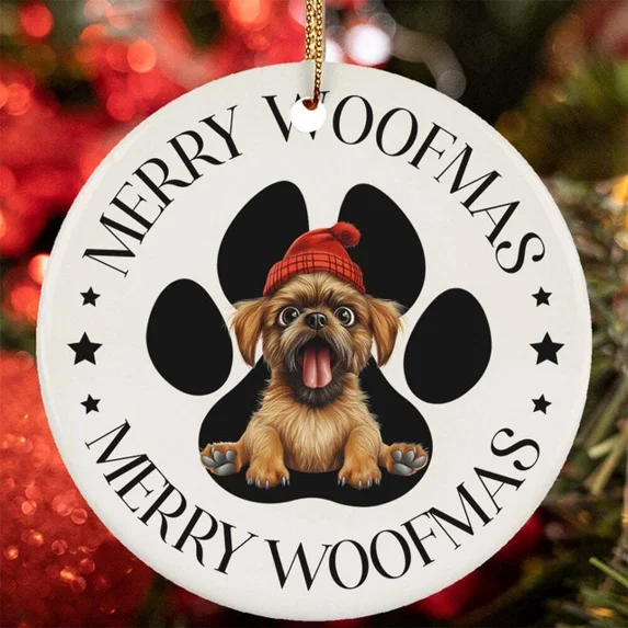 Vesco Merry Woofmas Brussels Griffon Dog Paw Lover Christmas Ornament ...