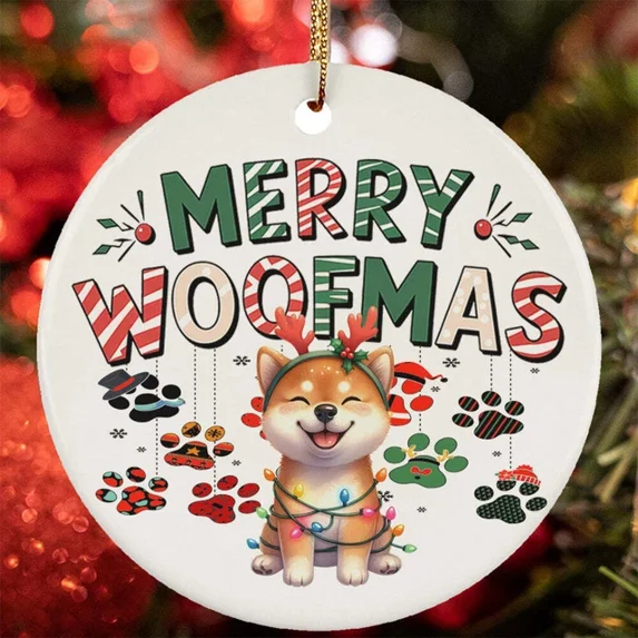 Vesco Merry Woofmas Shiba Dog Paws Lover Christmas Ornament Gift Tree ...