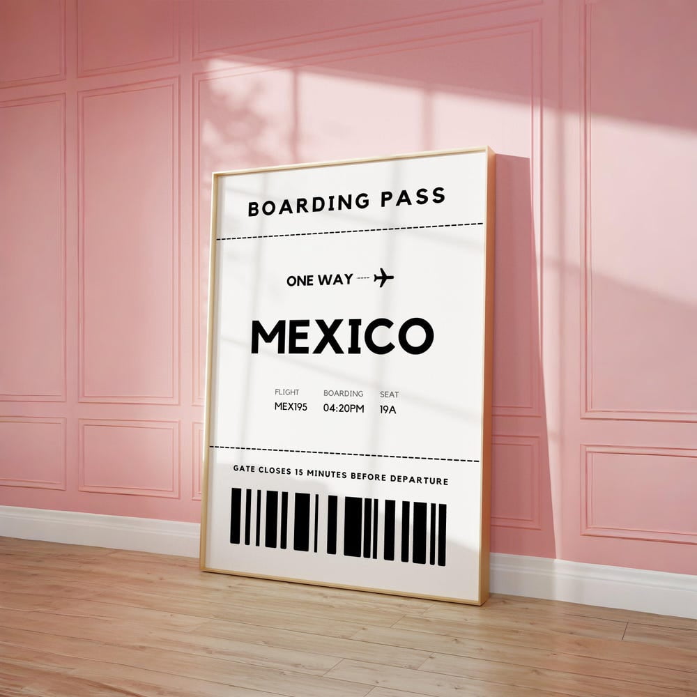 Vesco Mexico Wall Art, Boarding Pass Print, Travel Poster, Location ...