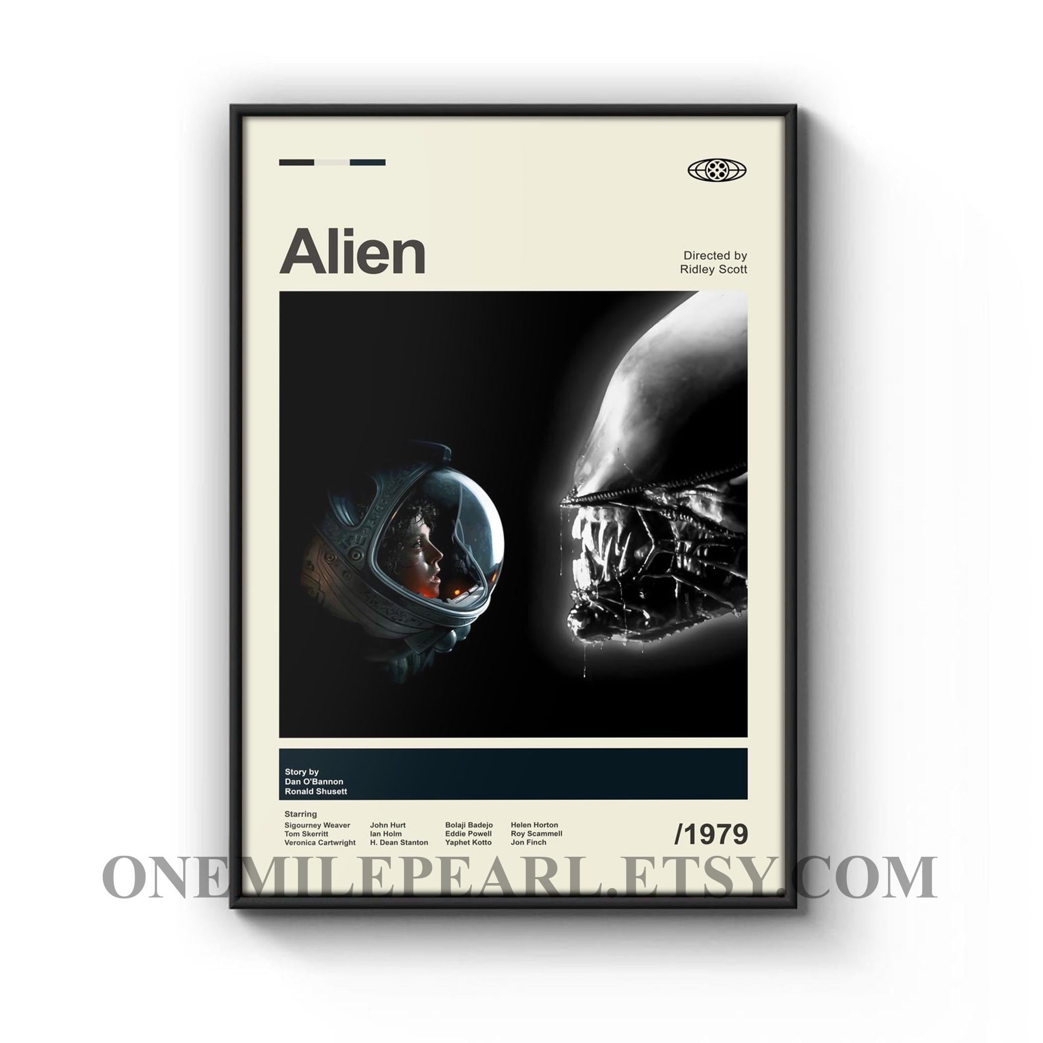 Vesco Mid Century Modern Alien Movie Poster, Retro Alien Movie Print ...