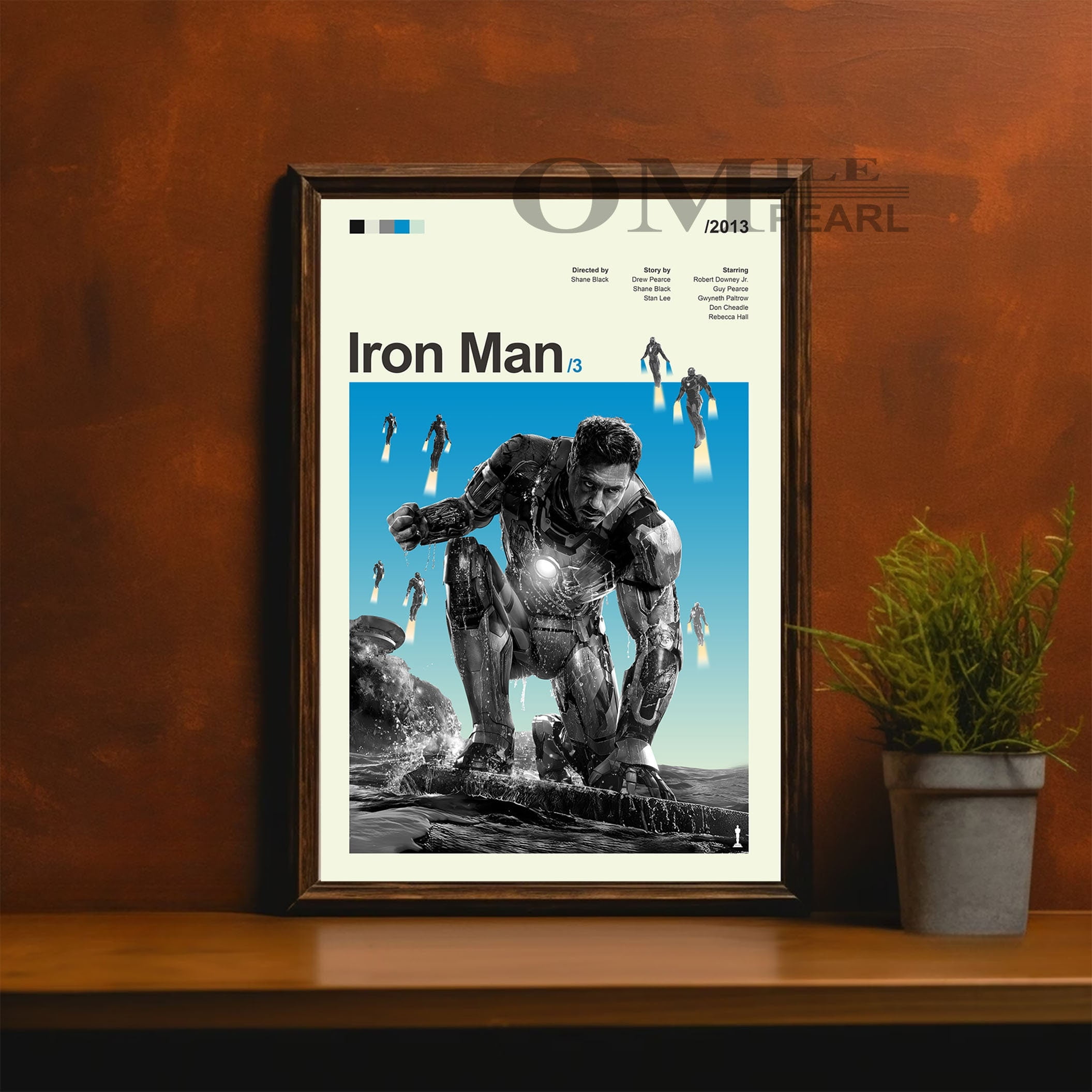 Vesco Mid Century Modern Iron Man 3 Movie Poster, Retro Movie Print ...