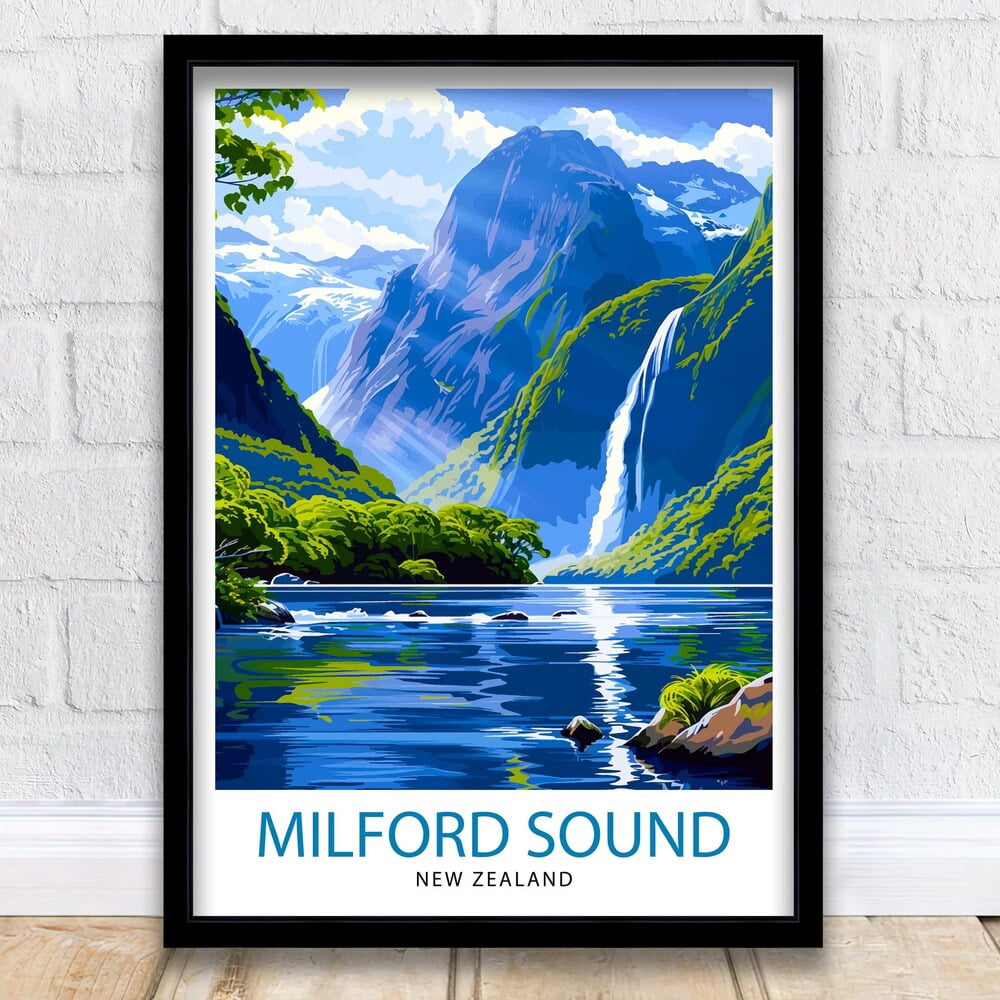 Vesco Milford Sound New Zealand Travel Print Wall Art Milford Art Print ...