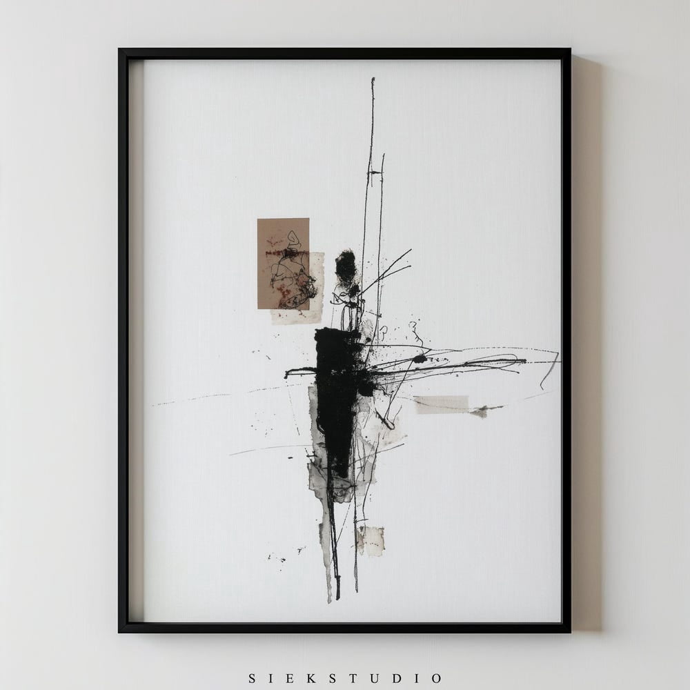Vesco Minimalist Abstract Art Black Ink Line Graphic Poster, 8x12 ...