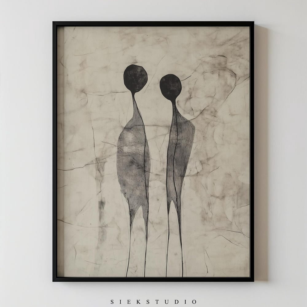 Vesco Minimalist Abstract Figures Black Ink Silhouettes Moody Poster ...