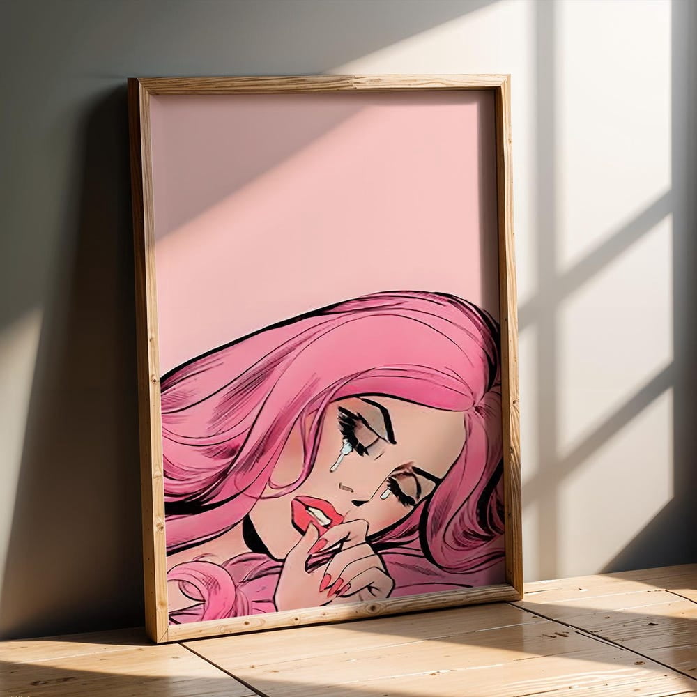 Vesco Modern Pop Art Pink Girl Print Retro Comic Book Style Portrait ...