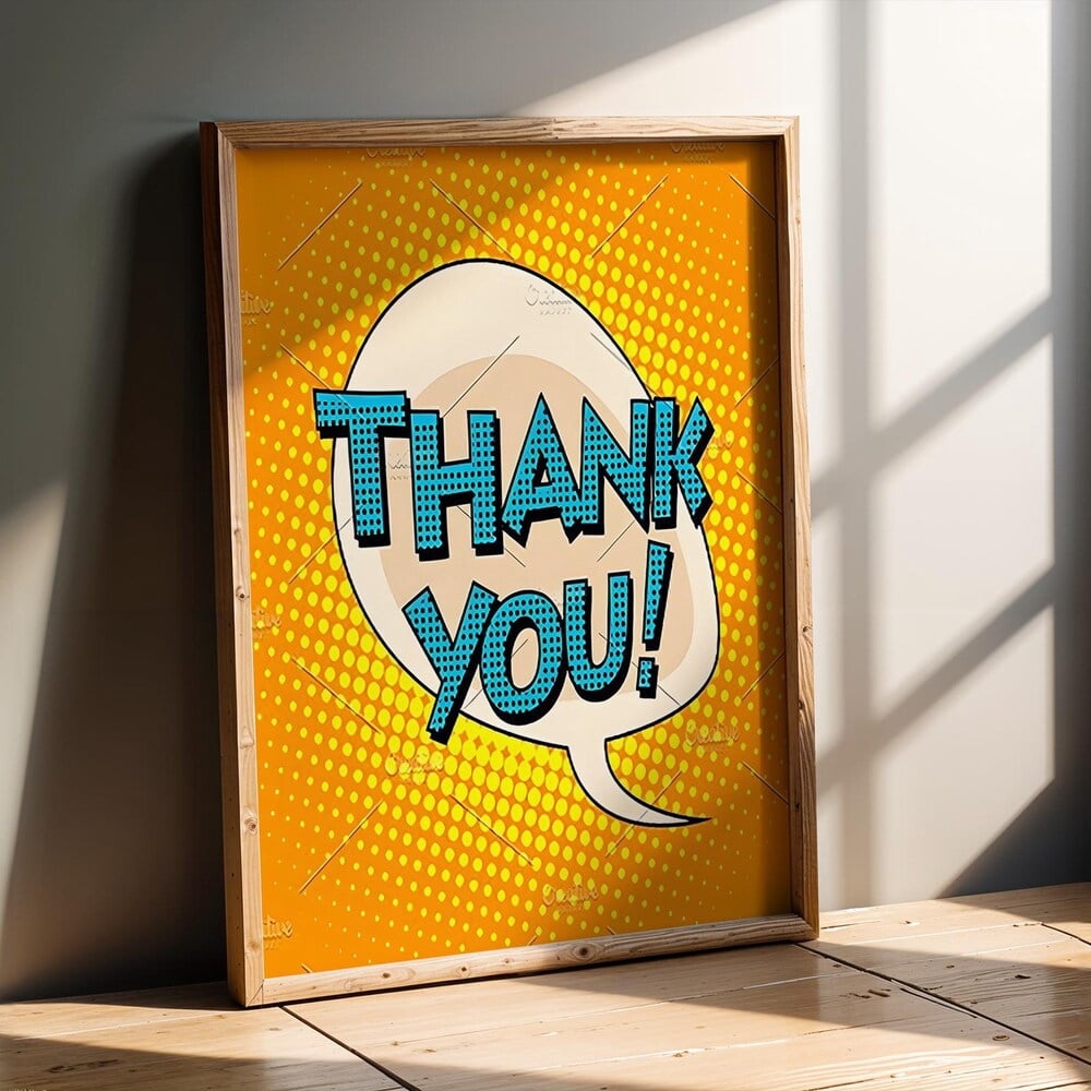 Vesco Modern Pop Art Thank You Poster Retro Comic Book Print Art Print ...