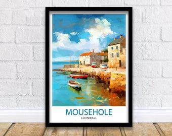 Vesco Mousehole Cornwall Travel Print Mousehole Wall Decor Art Print ...