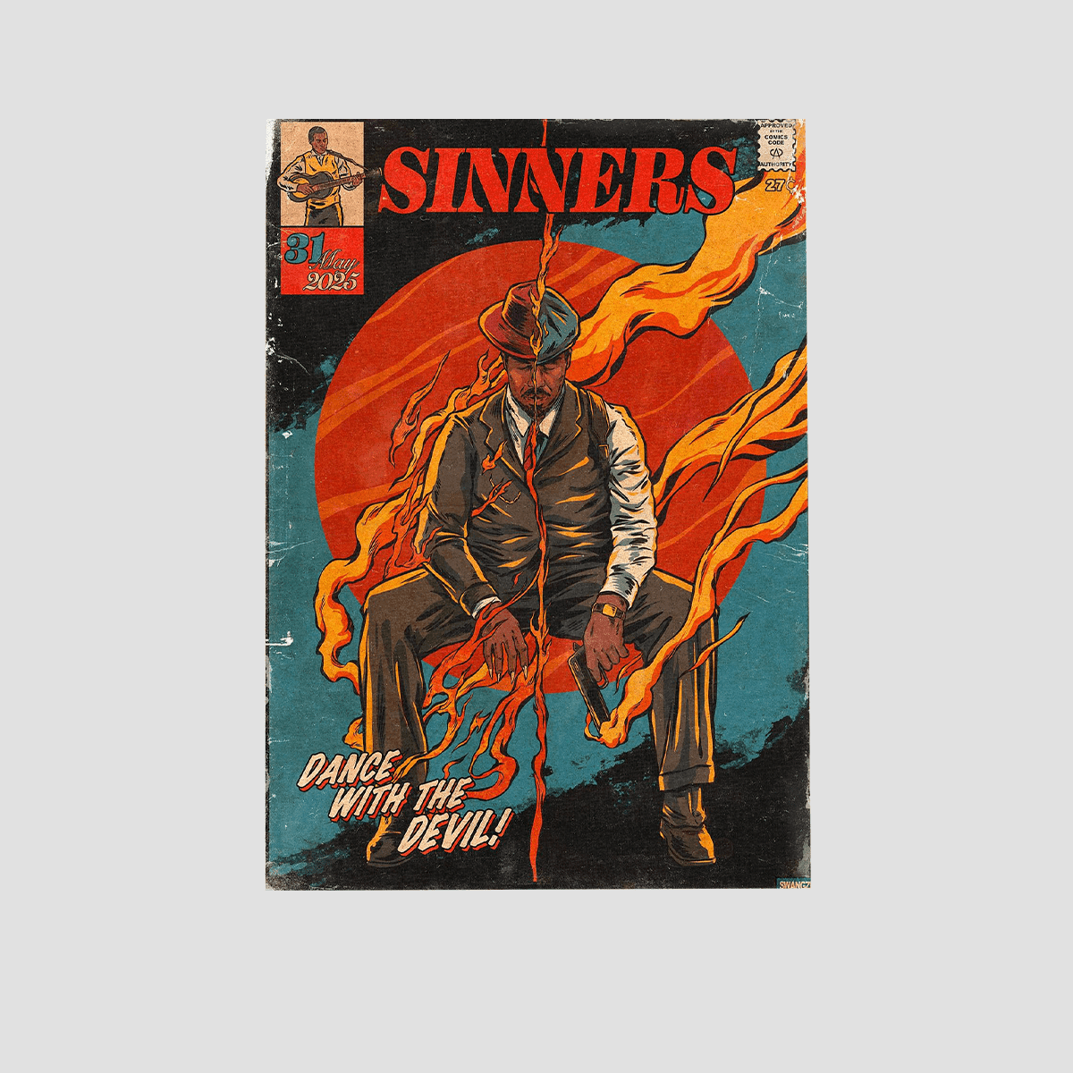 Vesco Movie Poster Sinners 2025 Horror Movie Comic Style, UNFRAMED-8x12 ...