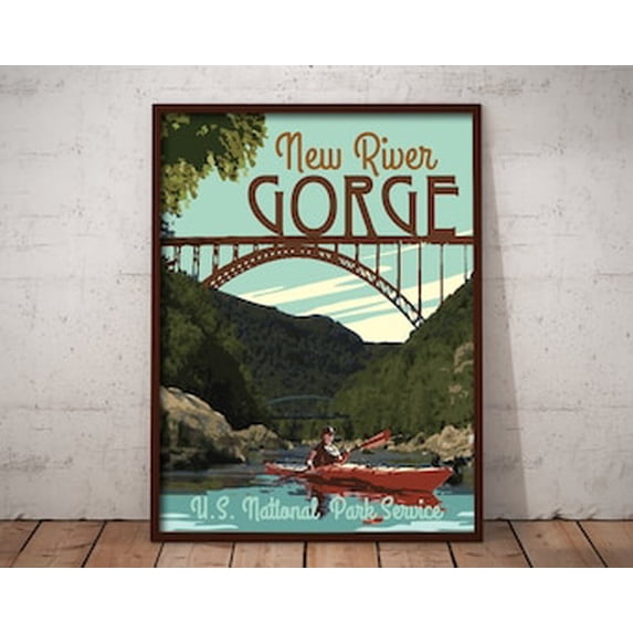 Vesco New River Gorge National Park Vintage Style Travel Art Prin ...