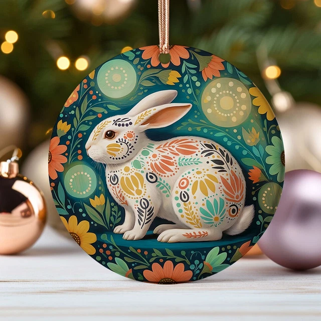 Vesco Nordic Rabbit Ornament Scandinavian Folk Art Bunny Gift for ...