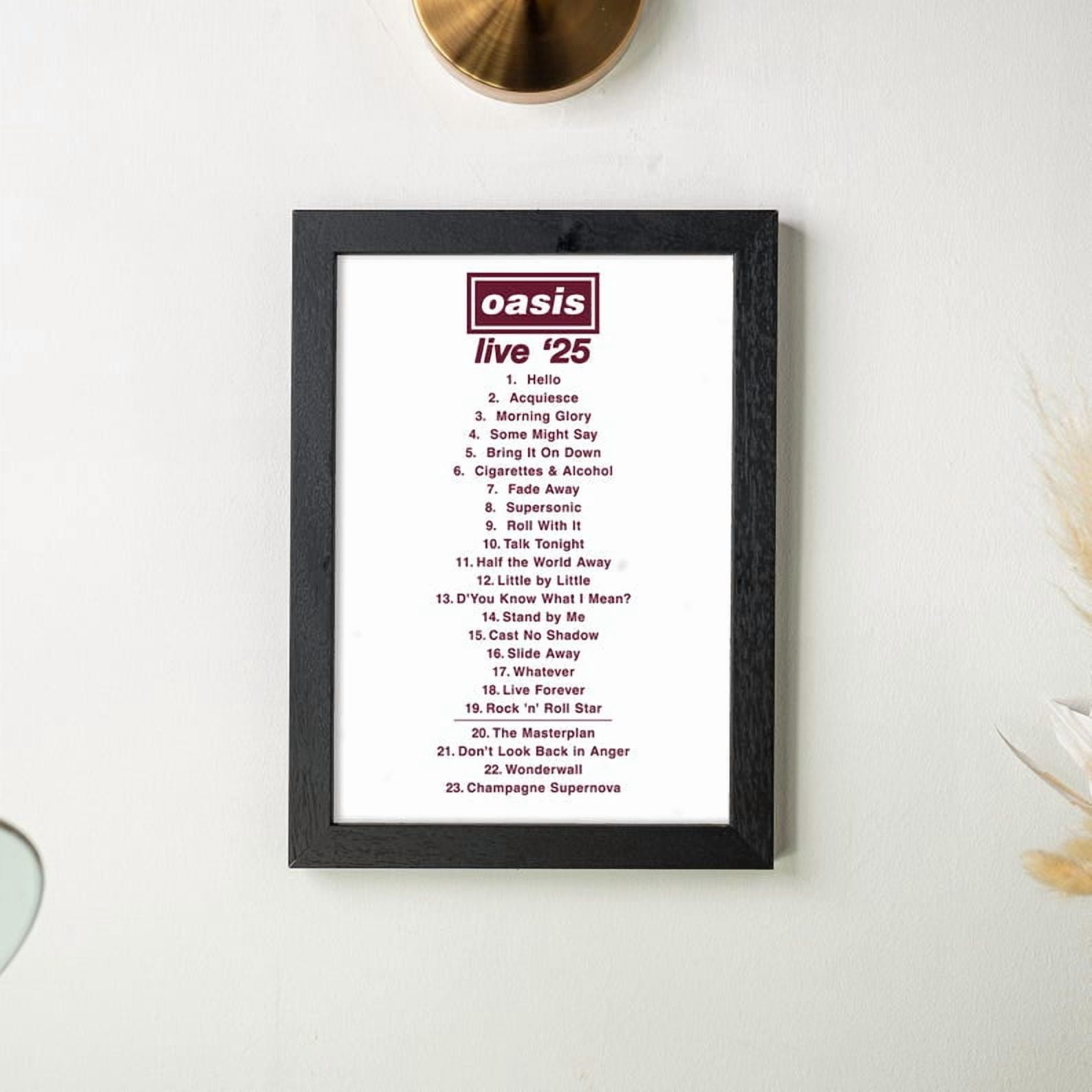 Kna Prints - 1 Pc Poster Oasis Live '25 Setlist Poster, Britpop Music ...