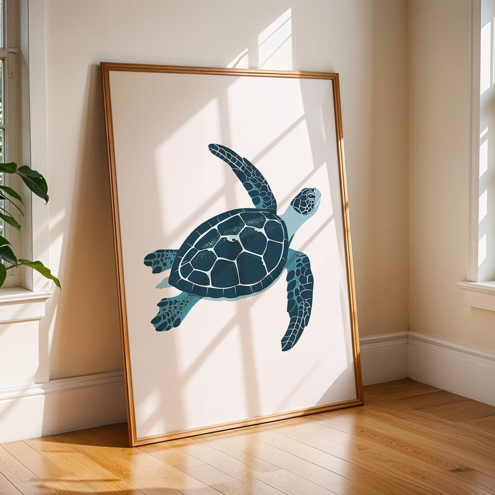 Vesco Ocean Turtle Art Print Scandinavian Nursery Coastal Decor, 12x18 ...