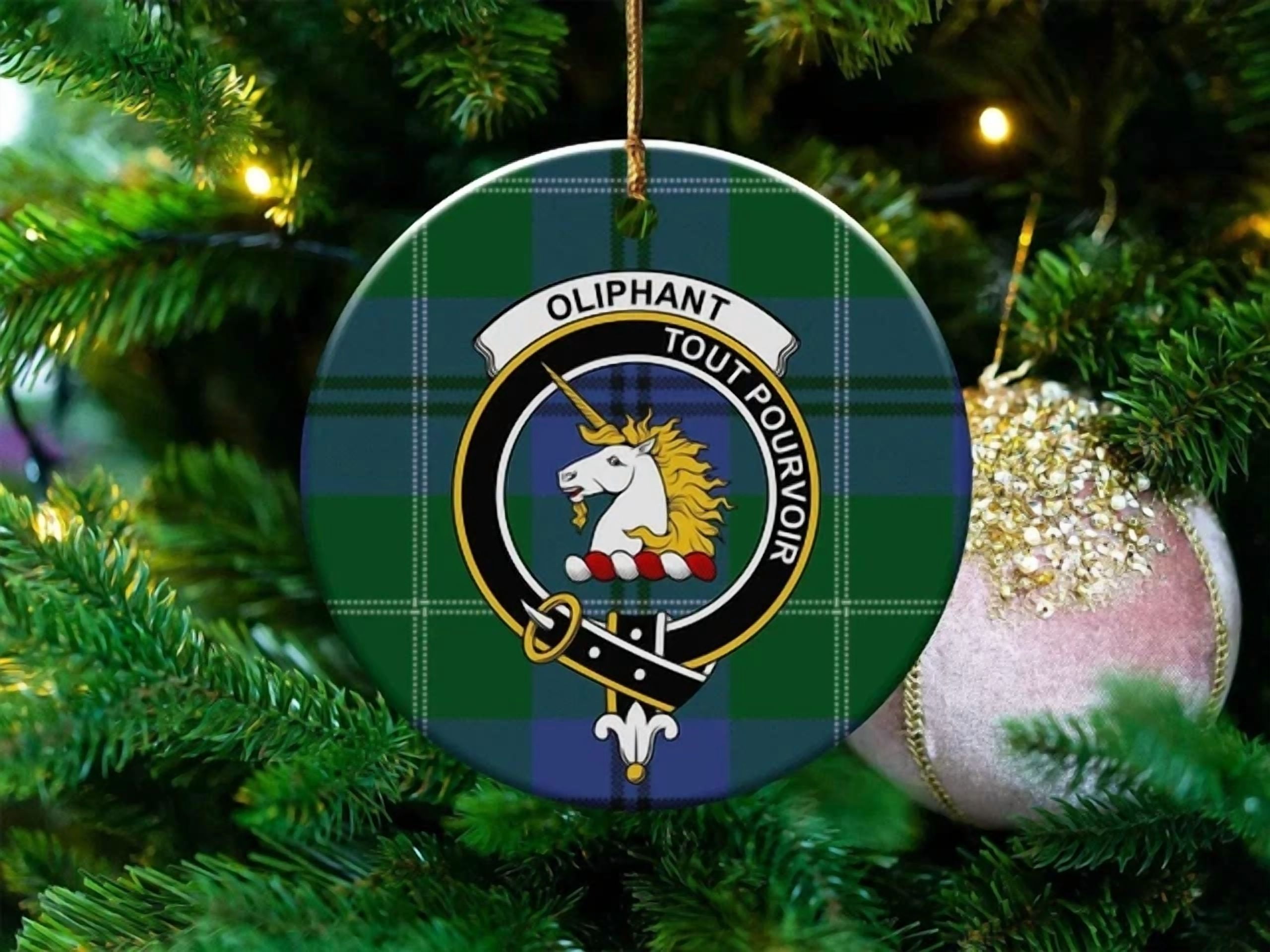 Vesco Oliphant Clan Scottish Tartan Crest Ceramic Ornament for Family ...