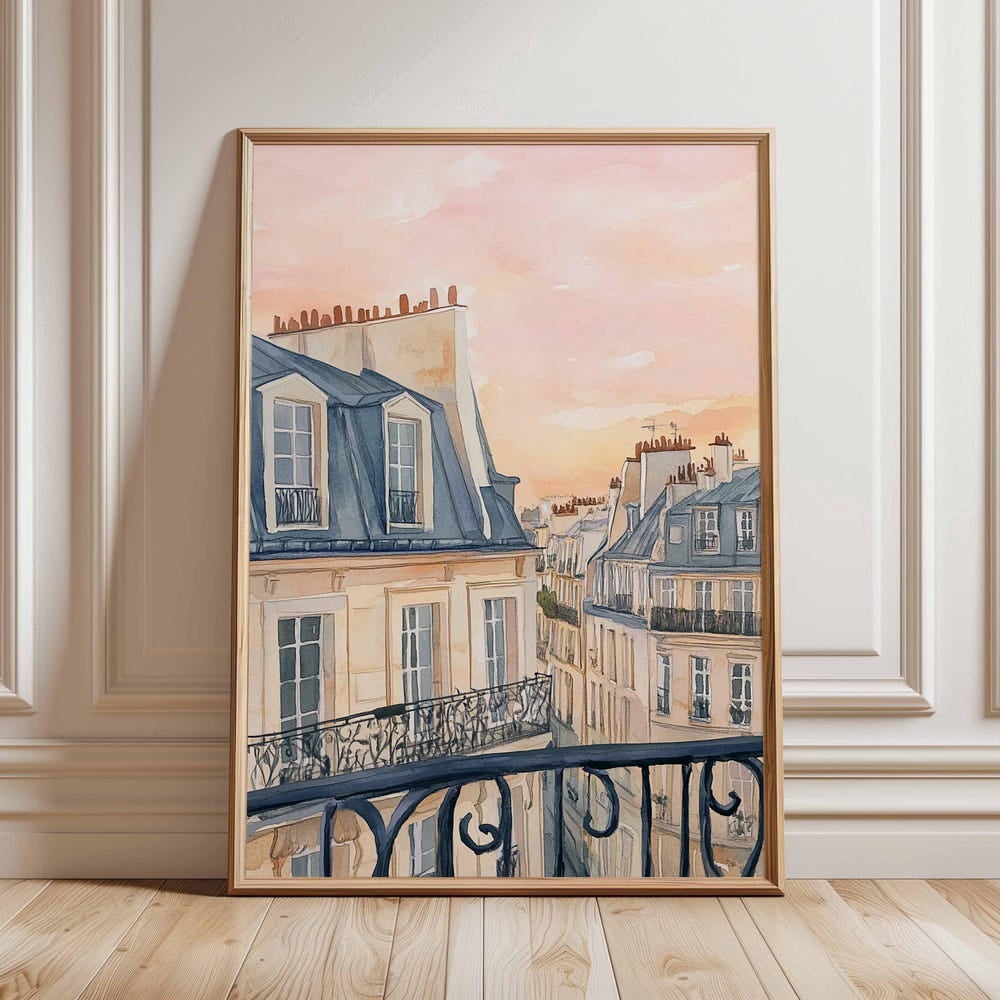 Vesco Paris Rooftop Sunset Romantic French Balcony Poster, 8x12 ...