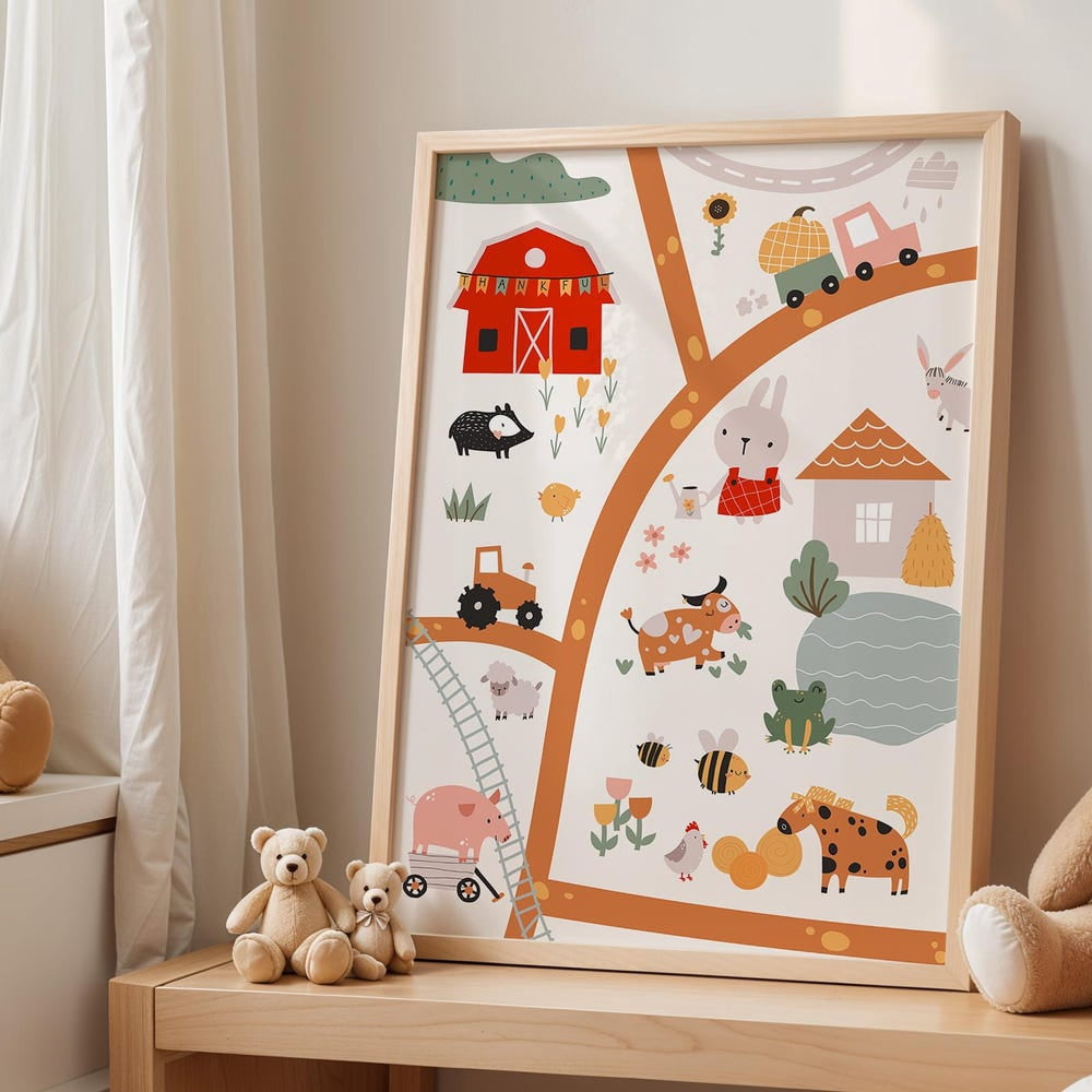 Vesco Playroom Ideas Farm Nursery Wall Art Cute Animals Countryside ...