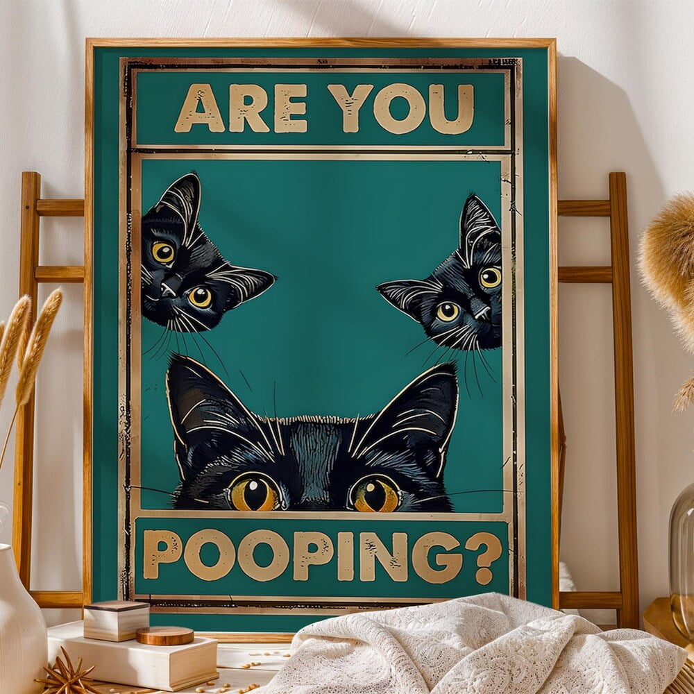 Vesco Positive Emotion Are You Pooping Cat Wall Art Bathroom Poster ...