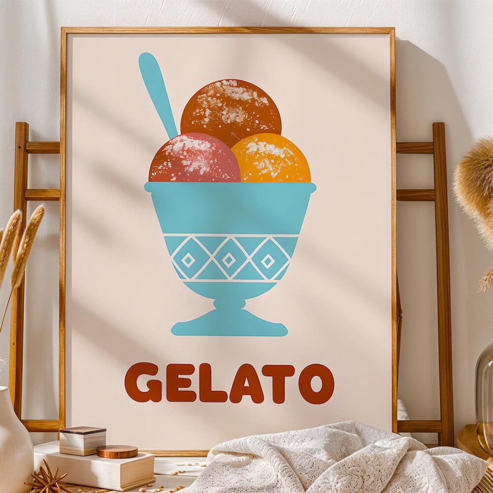 Vesco Positive Emotion Gelato Wall Art Colourful Italian Dessert, 12x18 ...