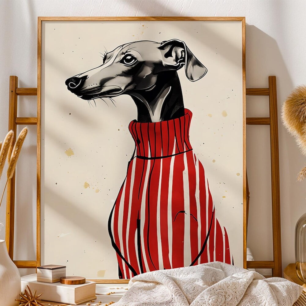 Vesco Positive Emotion Greyhound Dog Wall Art Stylish Pet Illustration ...