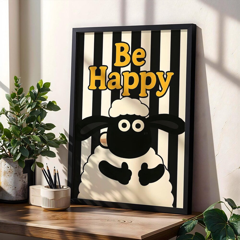 Vesco Positive Emotion Happy Wall Art Sheep Illustration Playful, 12x18 ...
