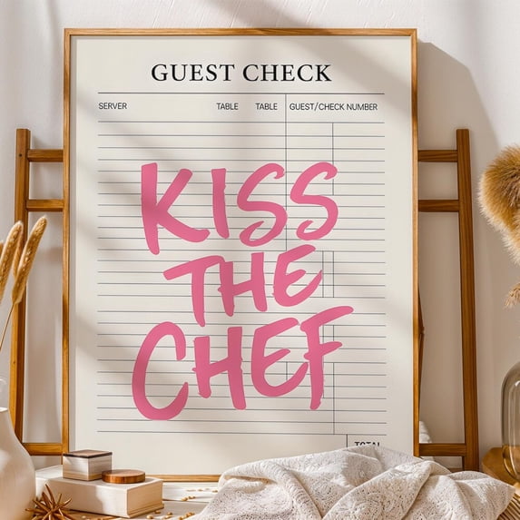Vesco Positive Emotion Kiss The Chef Wall Art Retro Restaurant Check ...