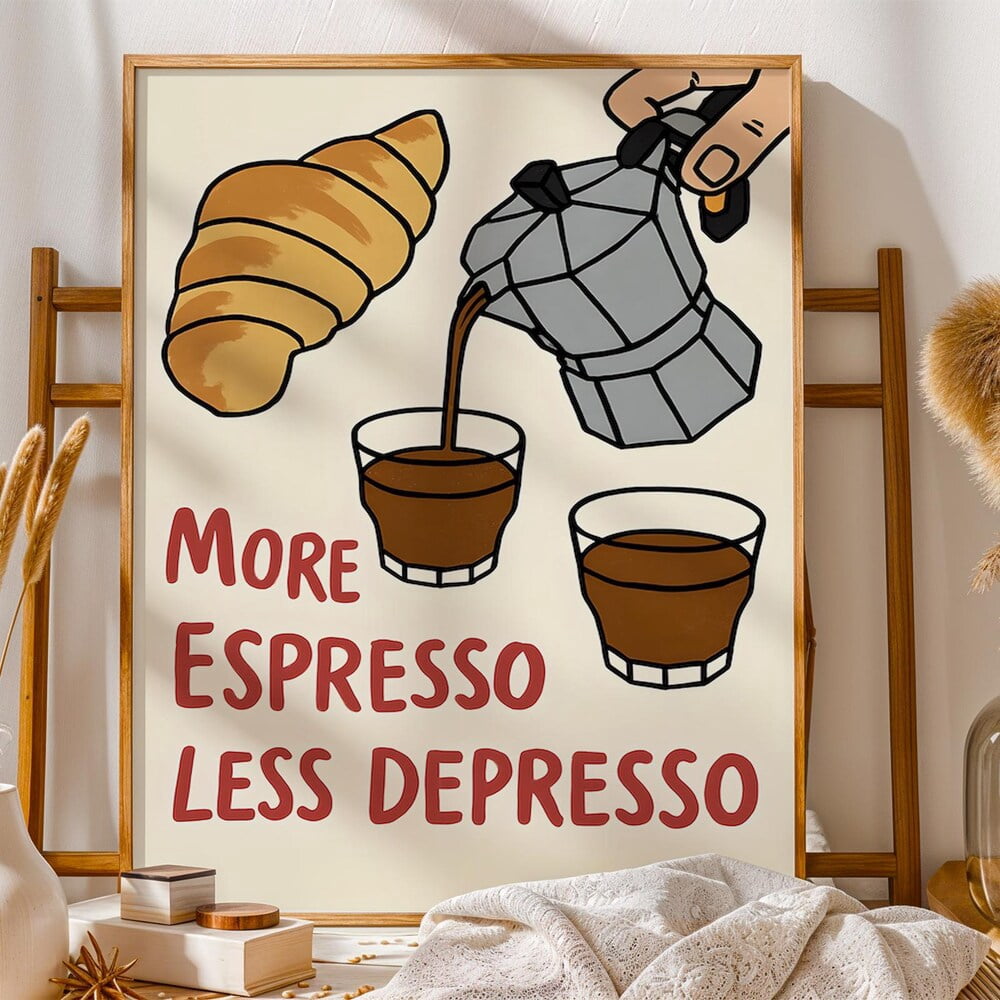 Vesco Positive Emotion More Espresso Less Depresso Print Coffee Quote ...