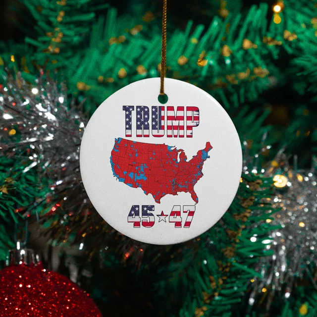 Vesco President Trump 45 47 Xmas Ornament - Election Map 2024 Christmas ...