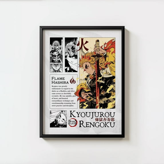 Vesco Rengoku Poster Demon Slayer Decor Hashira Kyoujurou Rengoku Anime ...