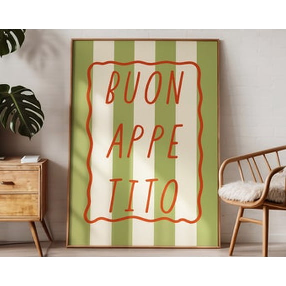 Vesco Retro Italian Buon Appetito Print, Trendy Red and Green Y2k, 8x12 ...