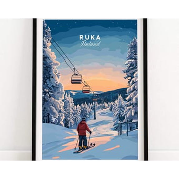 Vesco Ruka Wall Art Print Finland Art Print Ruka Resort Art Print, 8x12 ...