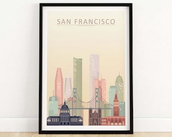 Vesco San Francisco Print City Skyline Art Fran Poster, 24x36 UNFFRAMED ...