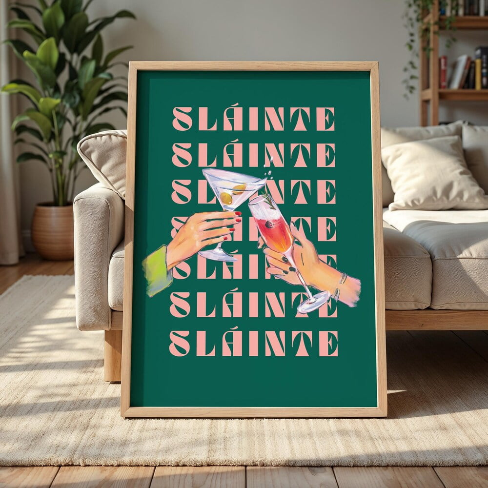 Vesco Sláinte Irish Cheers Bar Cart Decor Saying Presents Expats, 12x18 ...