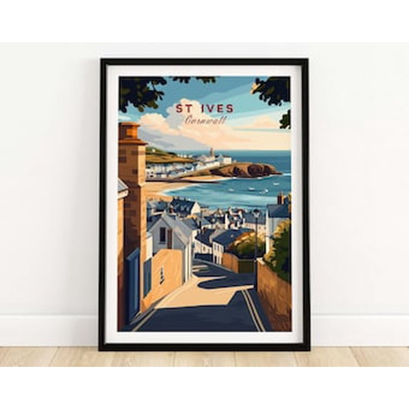 Vesco St Ives Rooftops View Print, Cornish Town Wall Art, Coastal ...