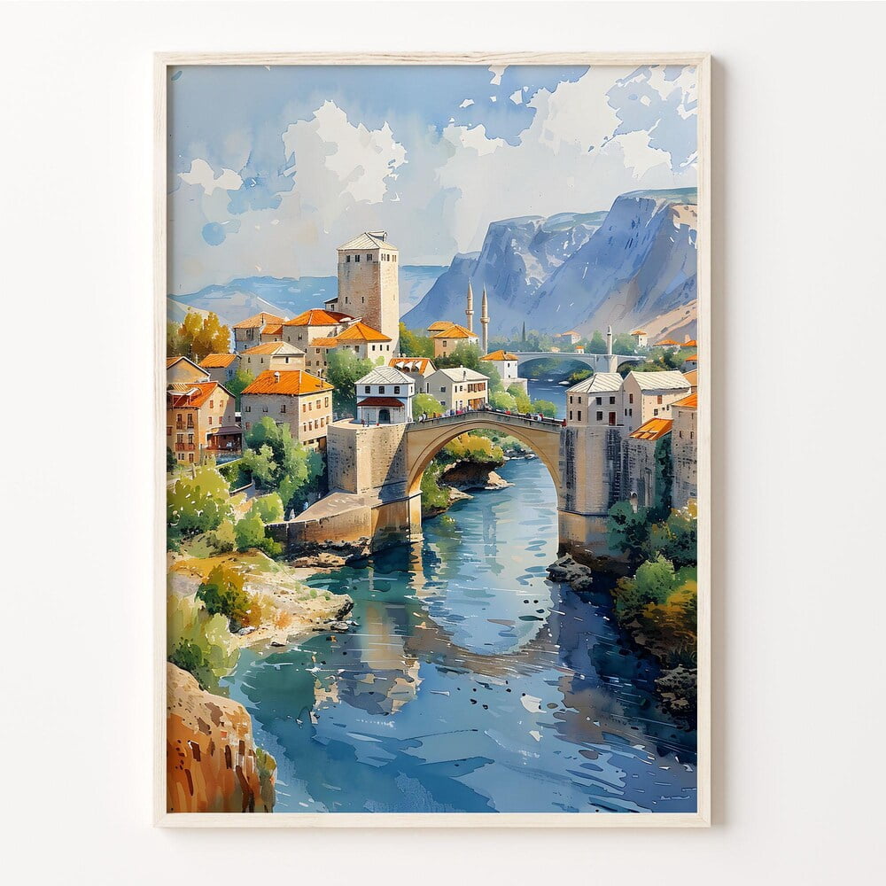 Vesco Stari Most Bridge Print: Mostar, Bosnia Herzegovina Wall Art Art ...