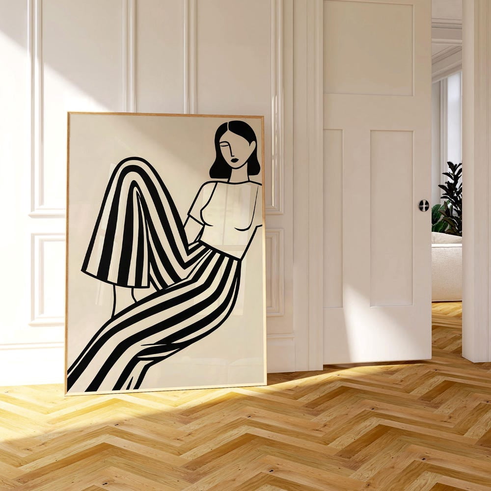 Vesco Striped Woman Line Drawing Fashion Scandinavian Poster, 24x36 ...