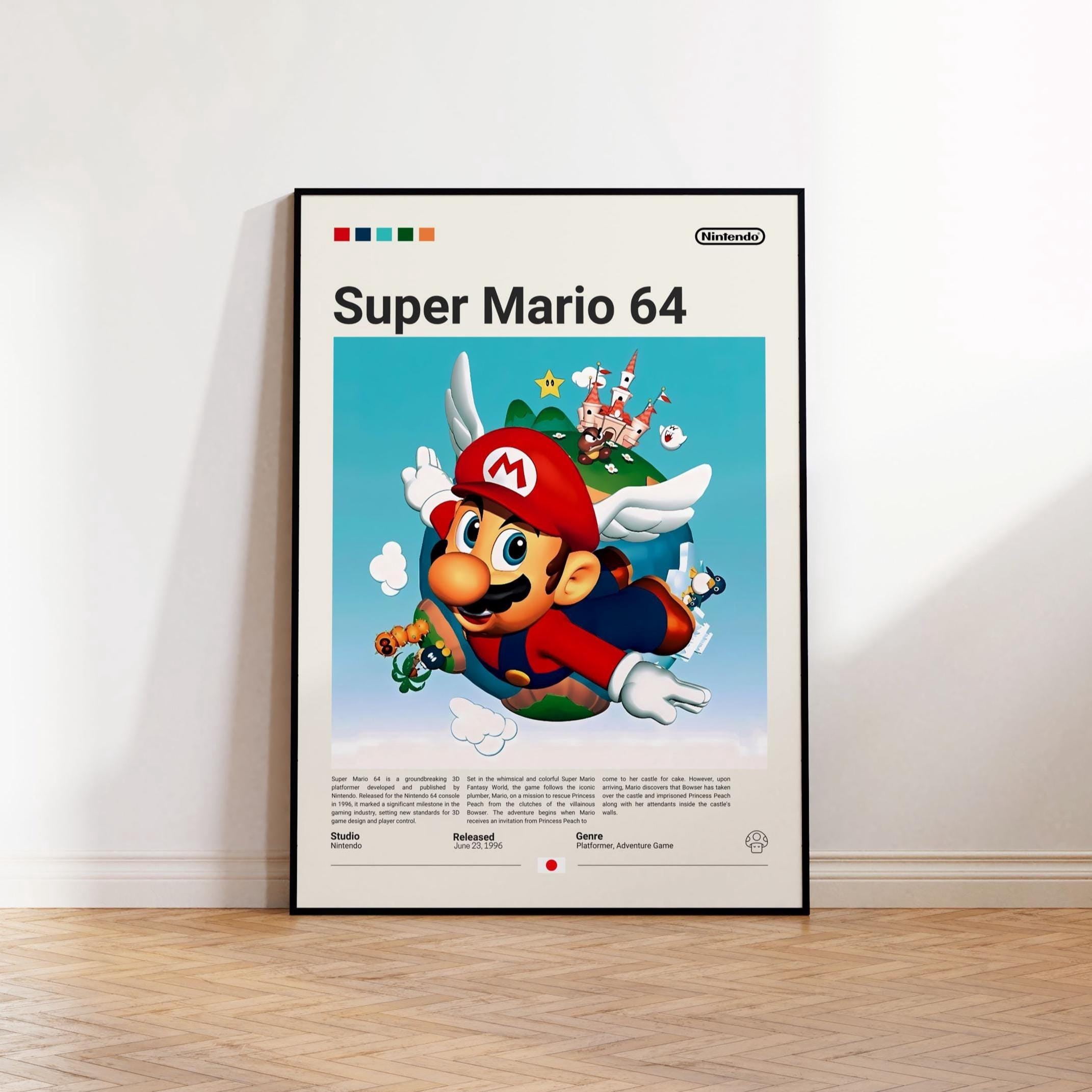 Vesco Super Mario 64 Poster, Gaming Room Poster, Super Mario 64 Fan ...