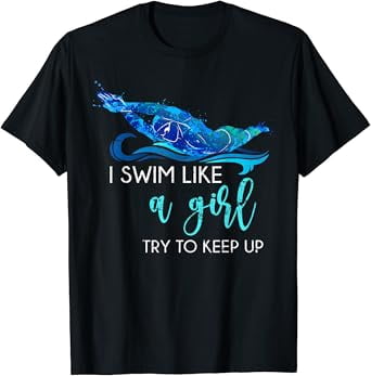 Vesco Swimmer Girls Women Swim Sport Athlete Funny Swimming T-Shirt ...