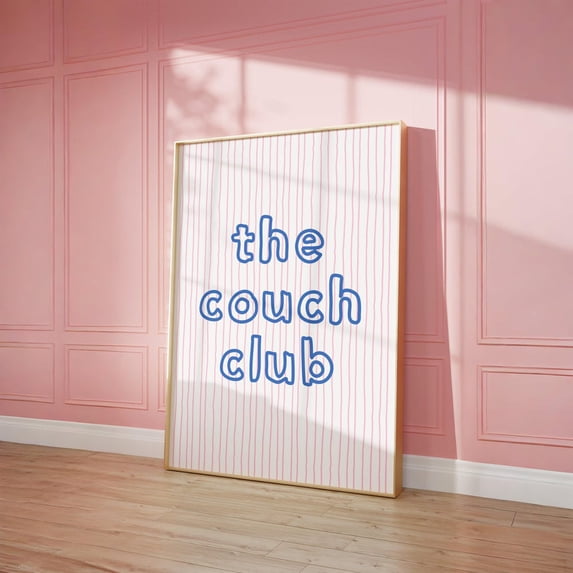 Vesco The Couch Club Print, Retro Pink Blue Striped Bedroom Wall Art ...