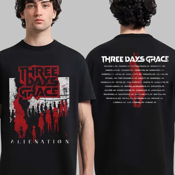 Vesco Three Days Grace Alienation 2025 Tour Merch Two Sided T-Shirt ...
