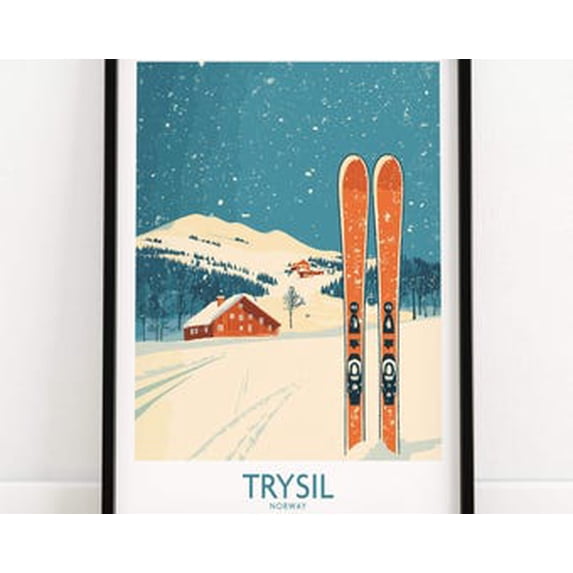 Vesco Trysil Resort Art Print Skiing Wall Art Norway Winter Sport ...