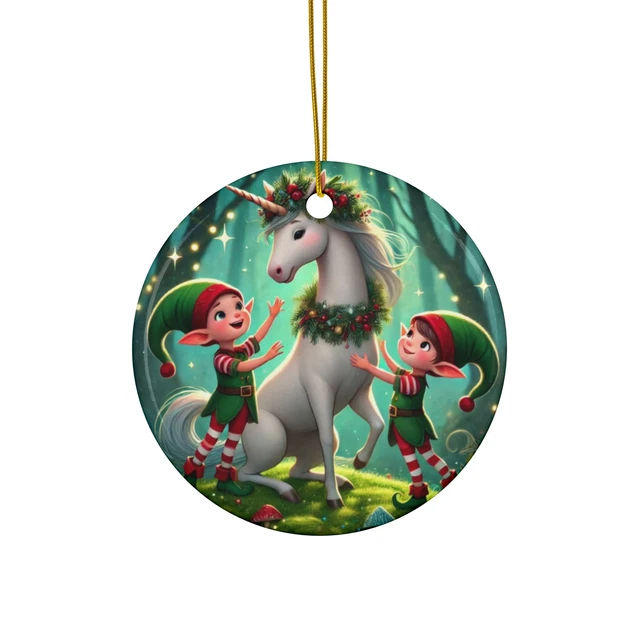 Vesco Unicorn & Elves Christmas Ornament – Whimsical Woodland Fantasy ...